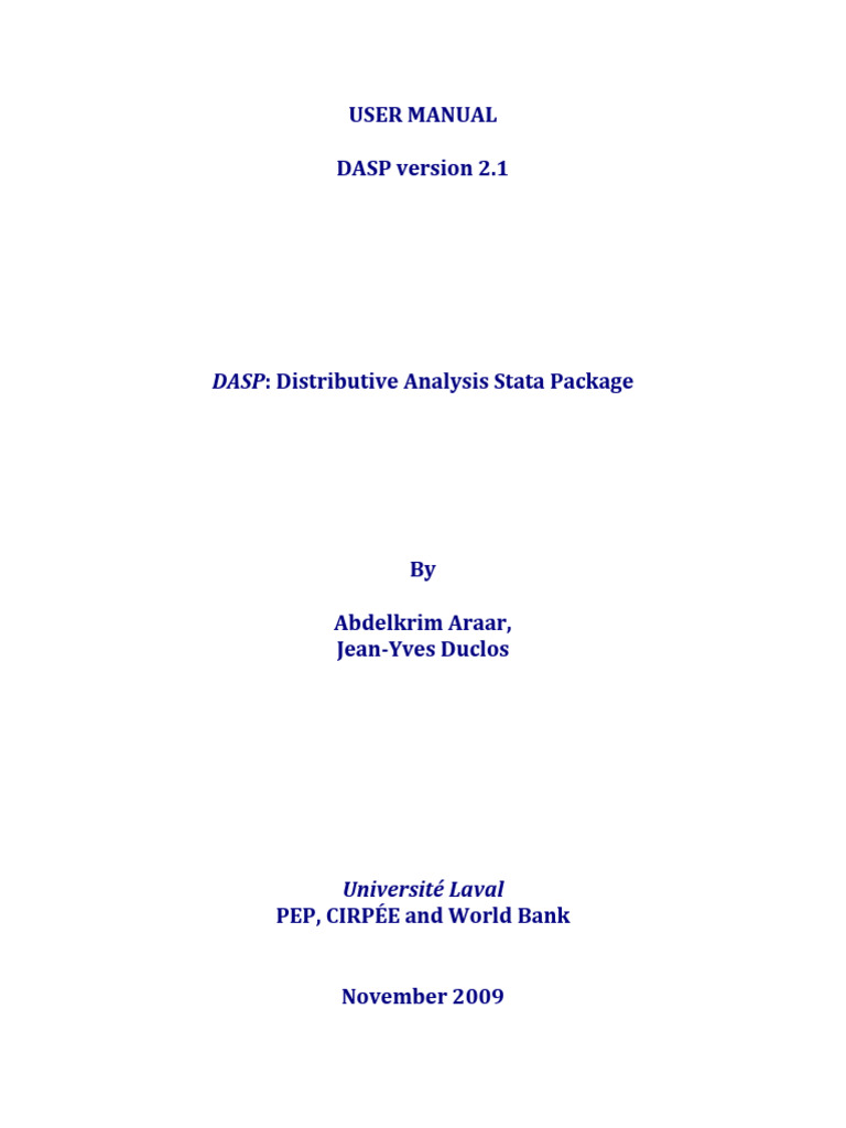 Dasp Manual V2.1 | PDF | Gini Coefficient | Statistics