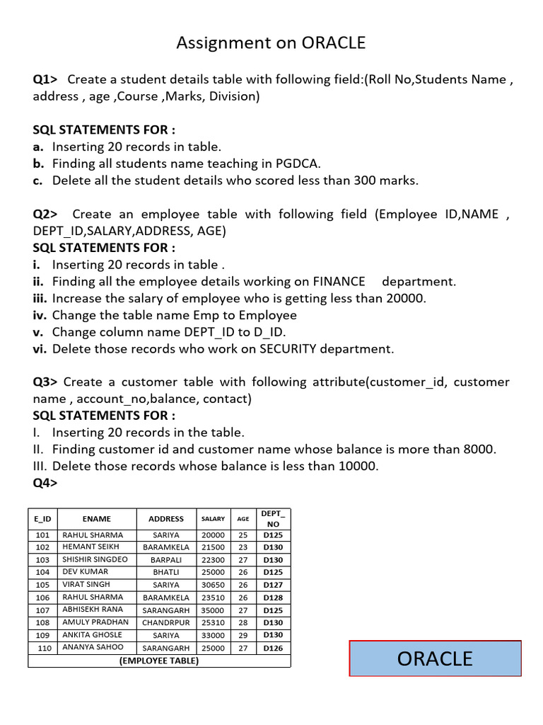 SQL Tasks for Database Students | PDF | Sql | Information Technology Management