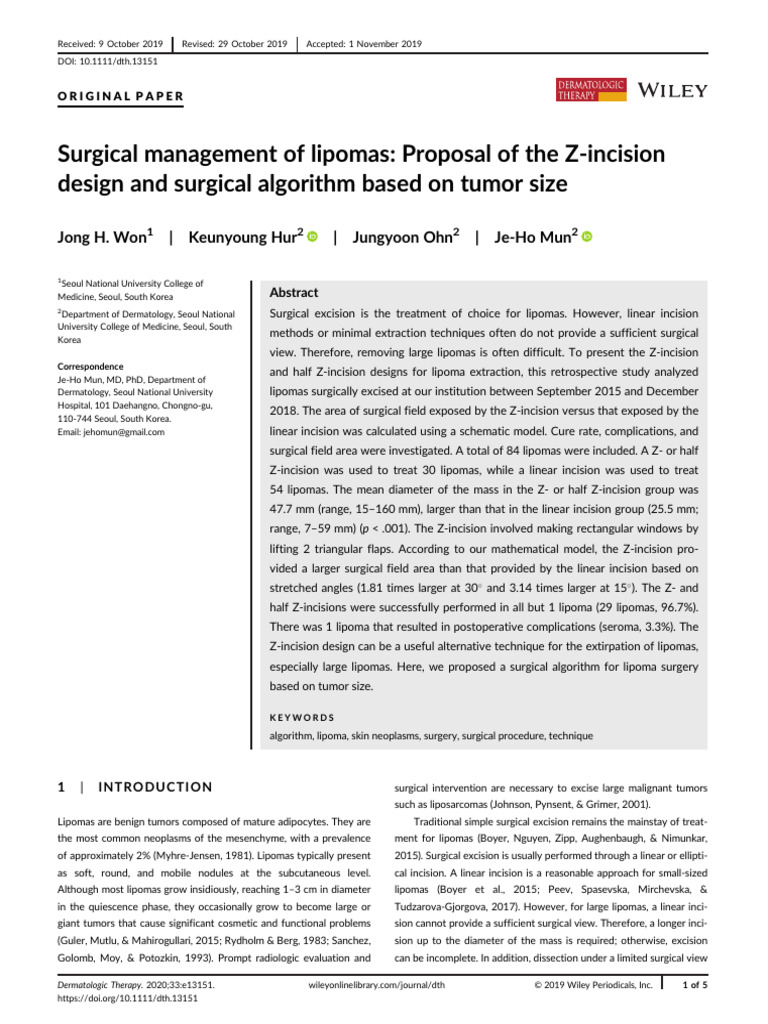 Z-Incision Technique for Lipoma Surgery | PDF | Surgery | Area
