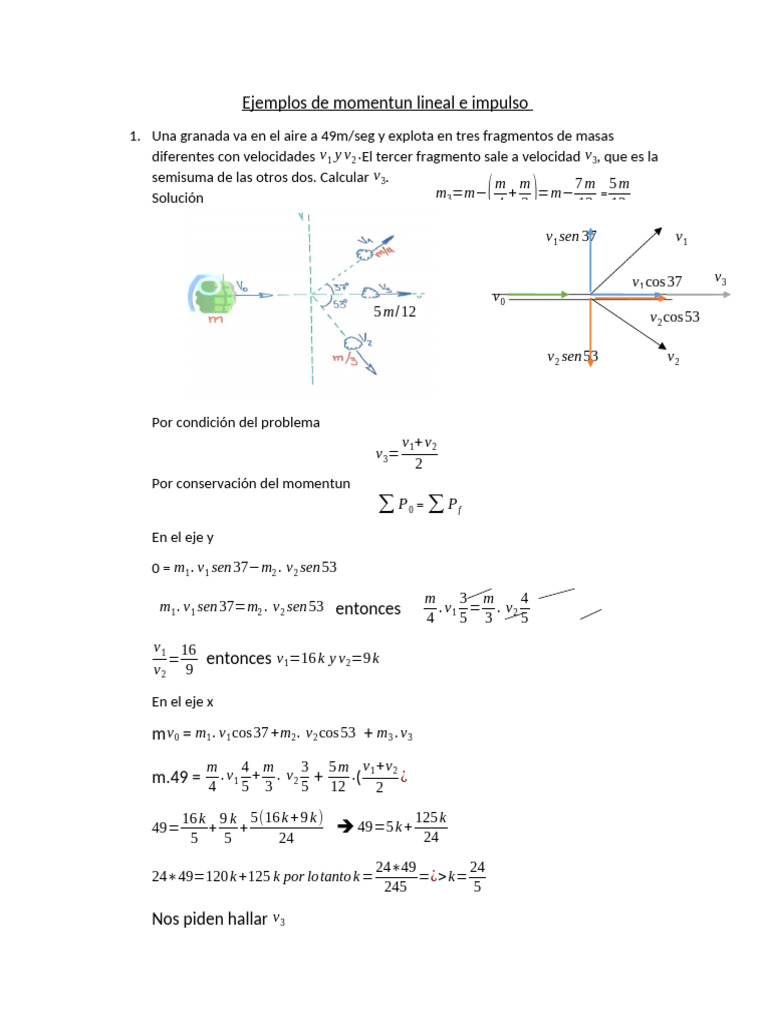 Ejemplos de impulso y momentum lineal | PDF | Mecánica | Mecanica clasica
