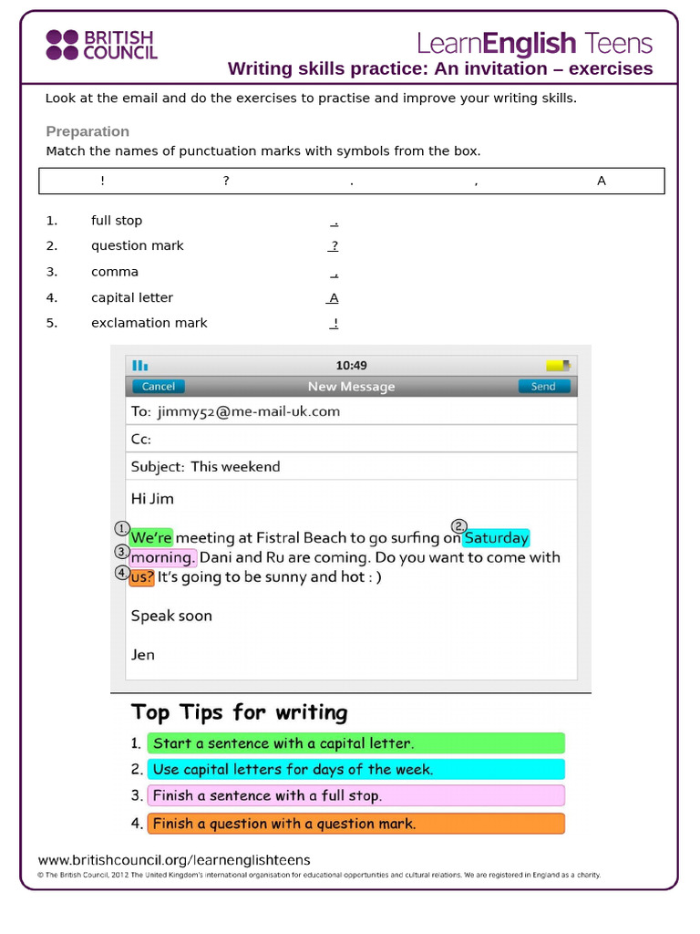 An Invitation | PDF | Punctuation | Grammar