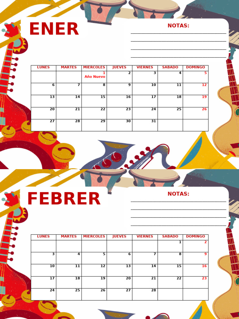 Calendario Música 2 | PDF