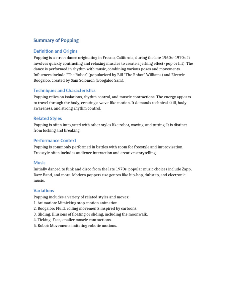 Popping Summary | PDF