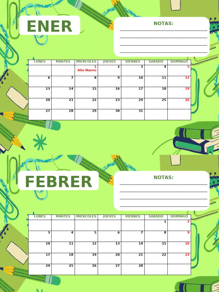 Calendario Escritorio 2 | PDF