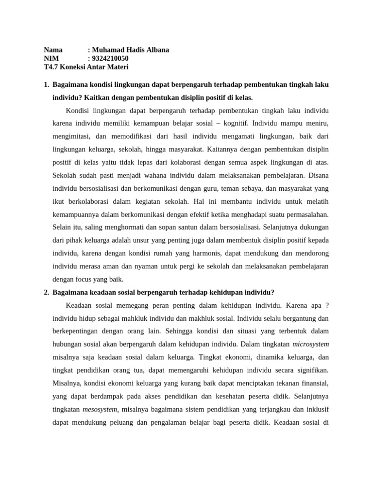 T4.7 Koneksi Antar Materi | PDF