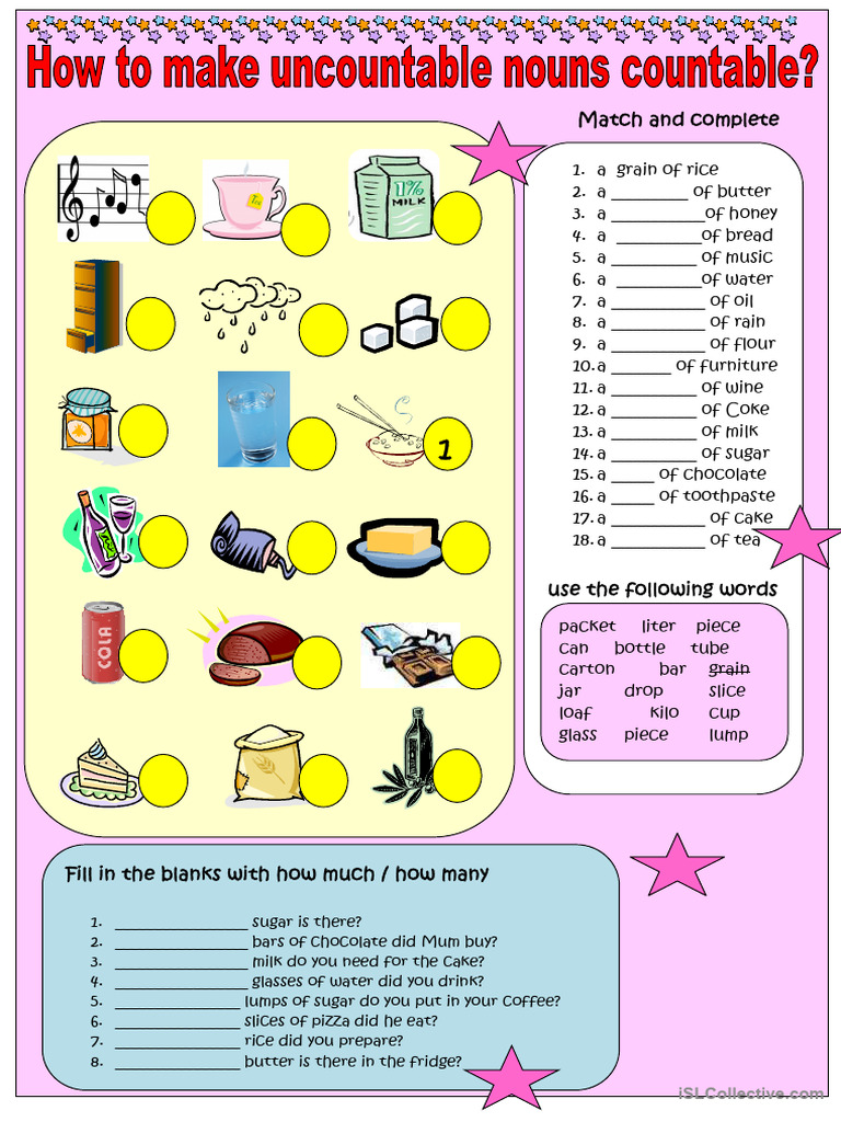 Fill-in-the-Blank Quantity Exercises | PDF | Cakes | Foods