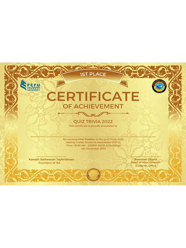 Final Certificates | PDF