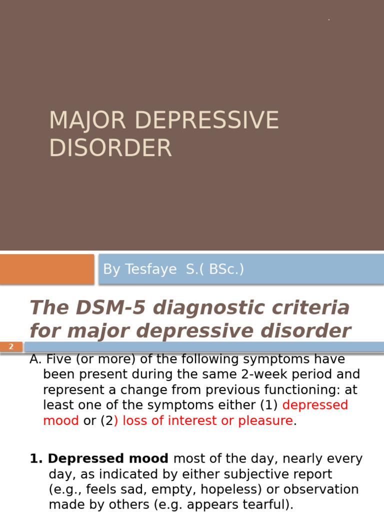 MDD -DSM 5 | PDF | Major Depressive Disorder | Mood Disorders