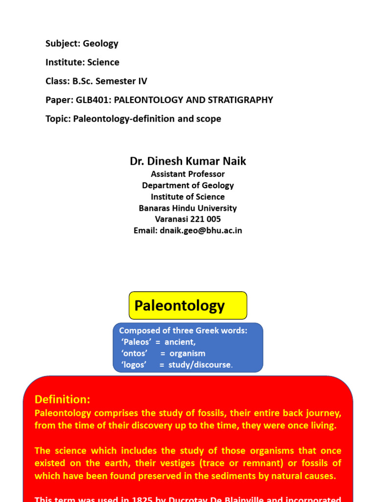 Paleontology: Definition and Scope | PDF | Geologic Time Scale ...