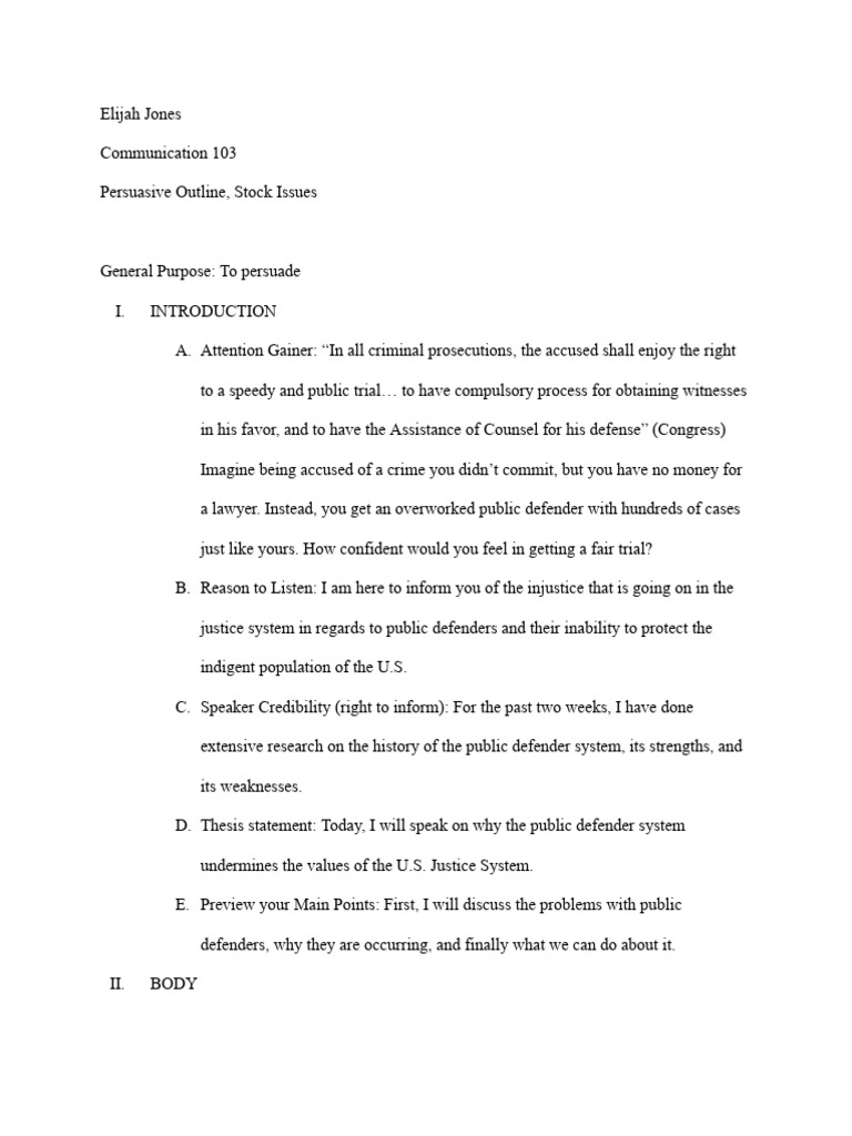 Persuasive Outline - Judicial System Reform | PDF | Public Defender ...