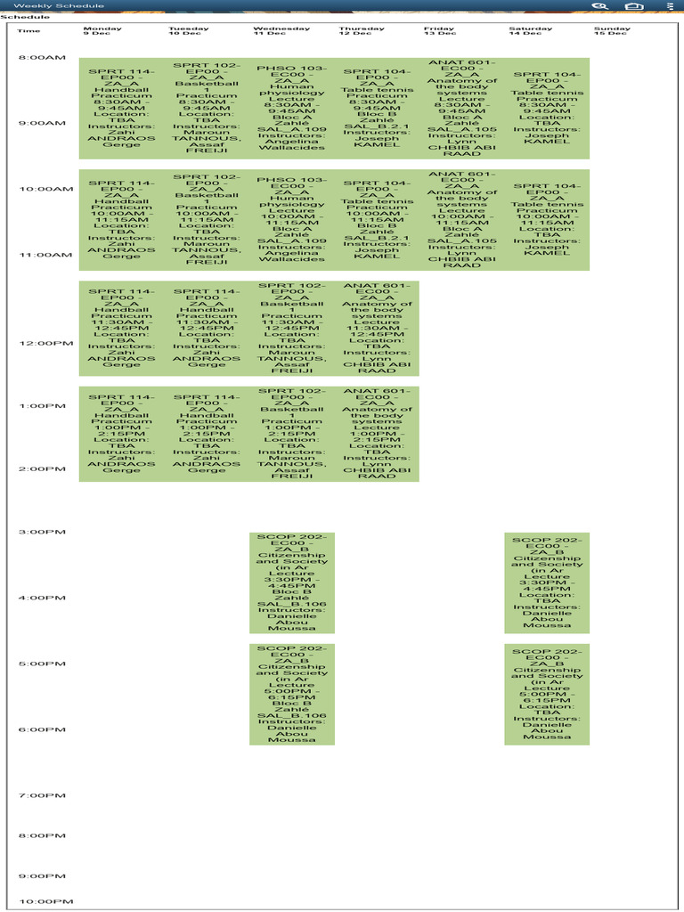 Weekly Schedule | PDF