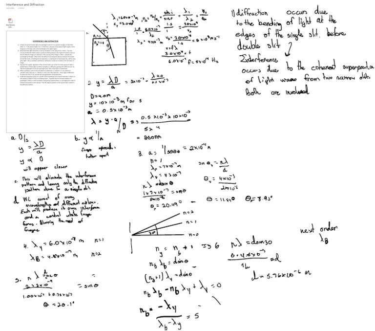 Interference and Diffraction Explained | PDF