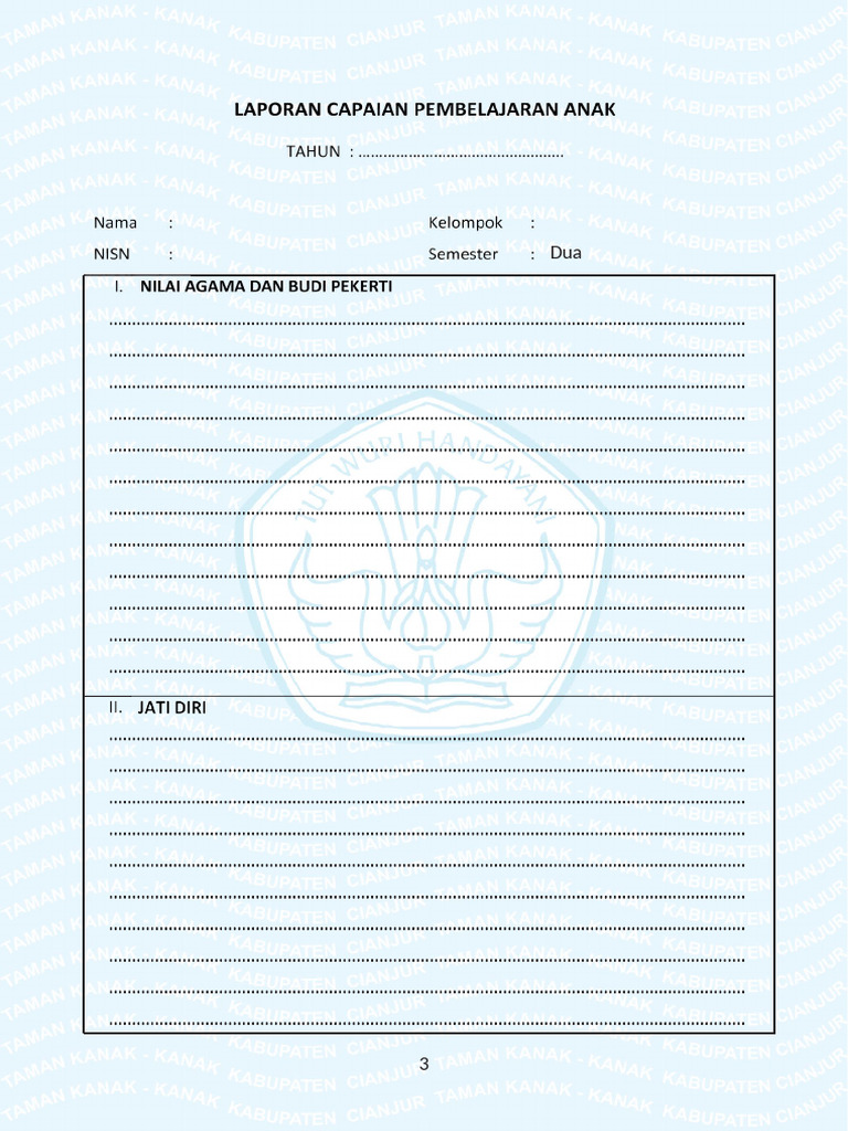 Format Raport Kurikulum Merdeka SEMESTER 2 | PDF