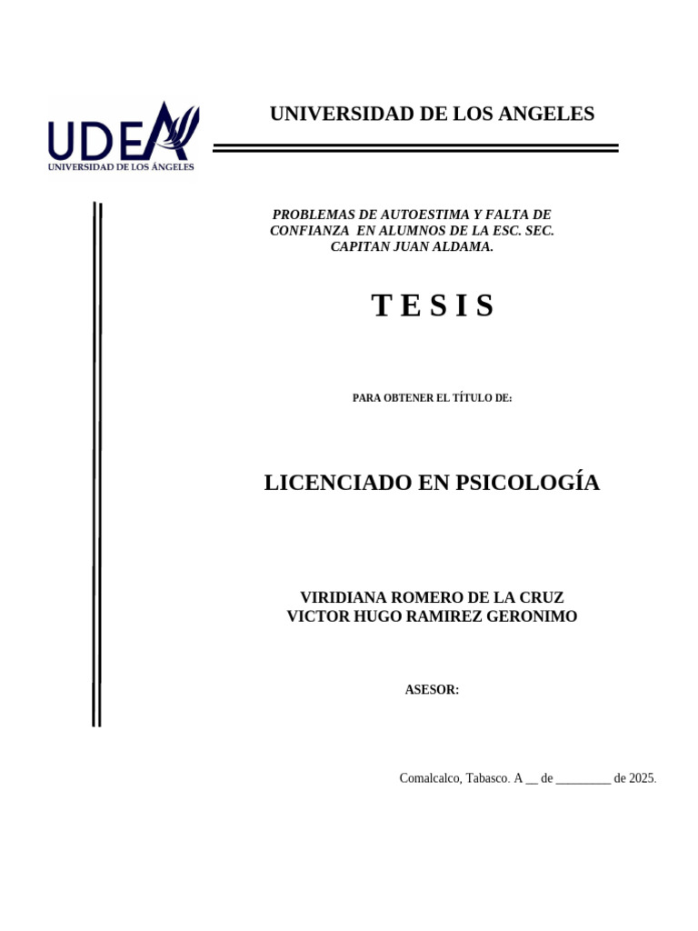 Avances de Tesis Problema de Autoestima y Flata de Confianza | PDF ...