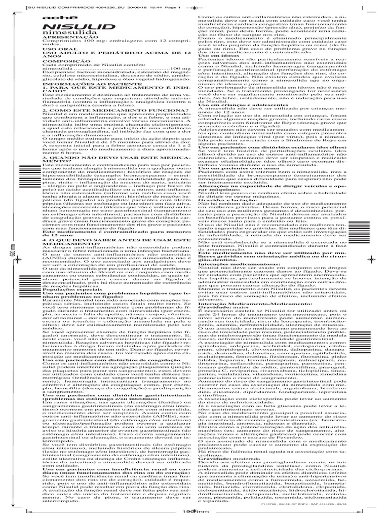 Bula Paciente Nisulid Compr | PDF | Gravidez | Febre