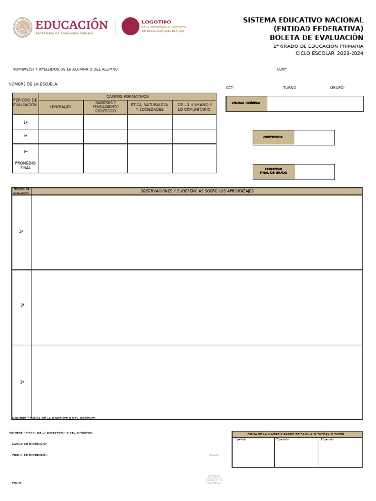 Boletas Primaria Autógrafas 23 - 24 | PDF | Maestros | Escuelas