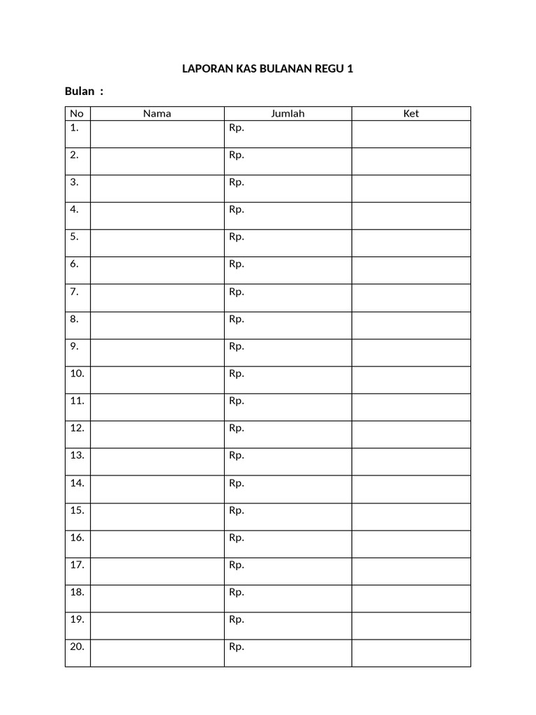 Laporan Kas Bulanan Regu 1 | PDF