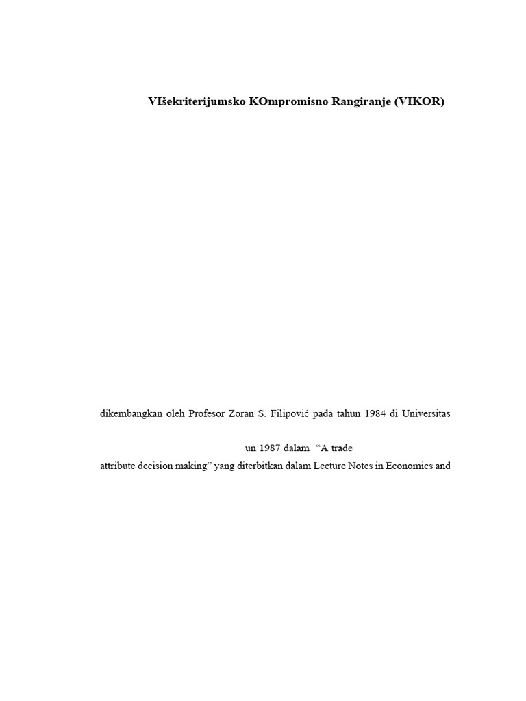 Metode VIKOR untuk Pengambilan Keputusan | PDF