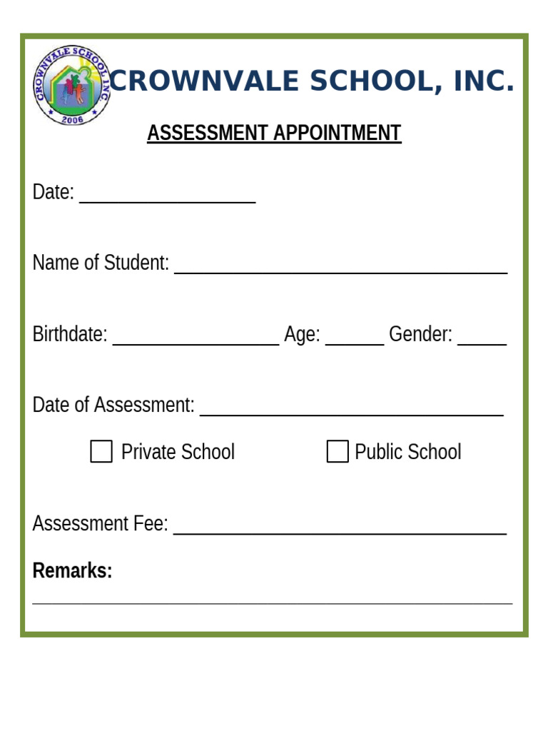 Assessment Appointment | PDF
