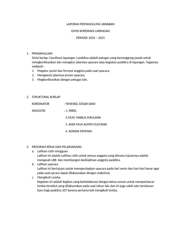 Laporan Pertanggung Jawaban | PDF