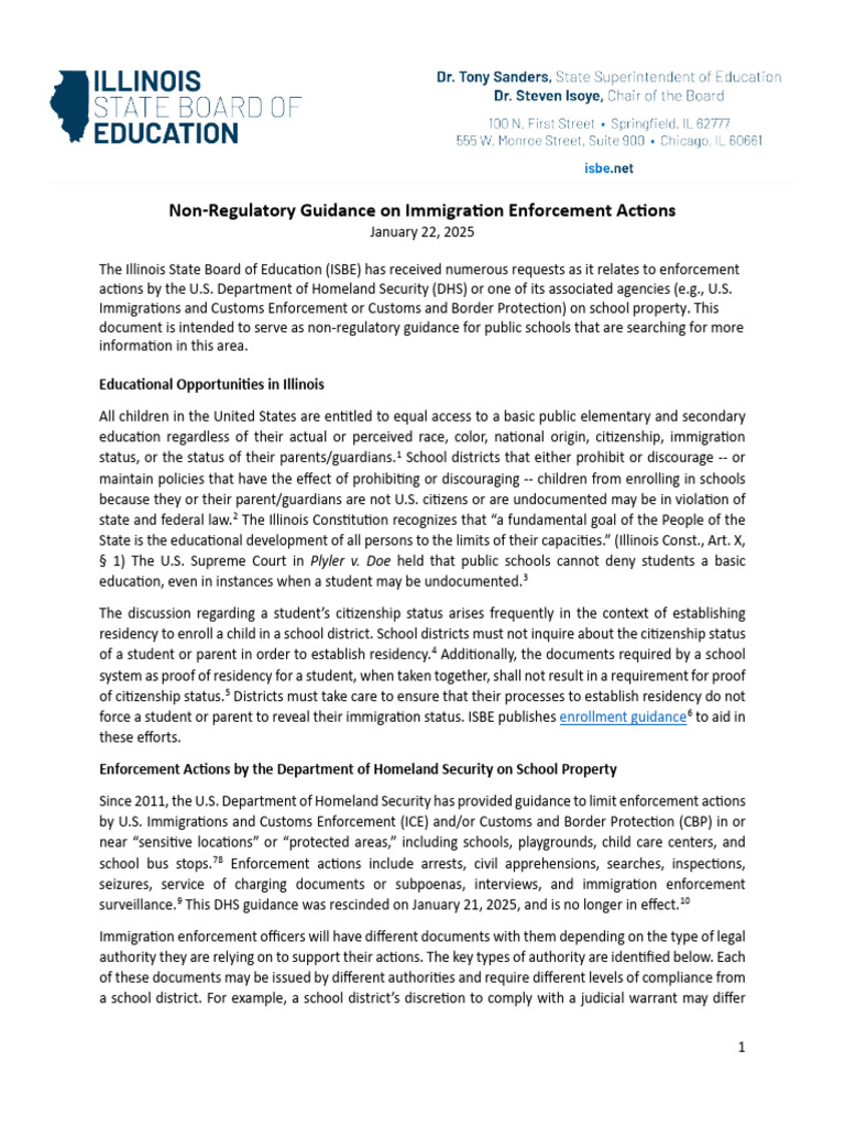Guidance on Immigration Enforcement in Schools | PDF | U.S. Immigration ...