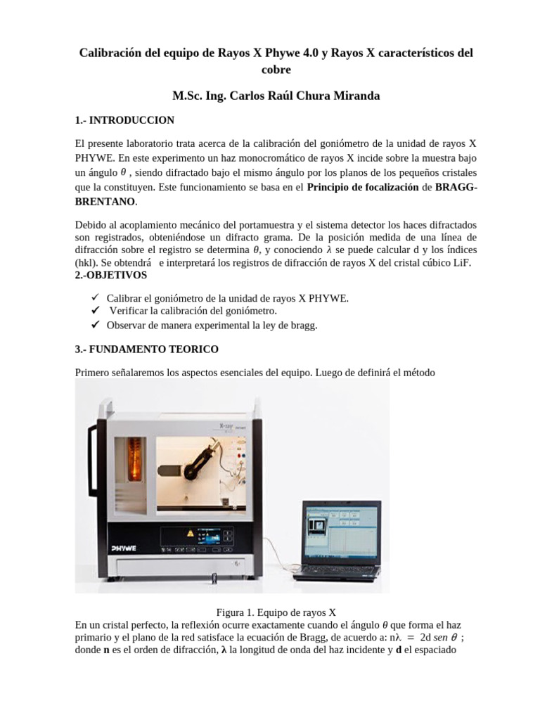 Calibración de Rayos X Phywe 4.0 | PDF | Rayo X | Difracción