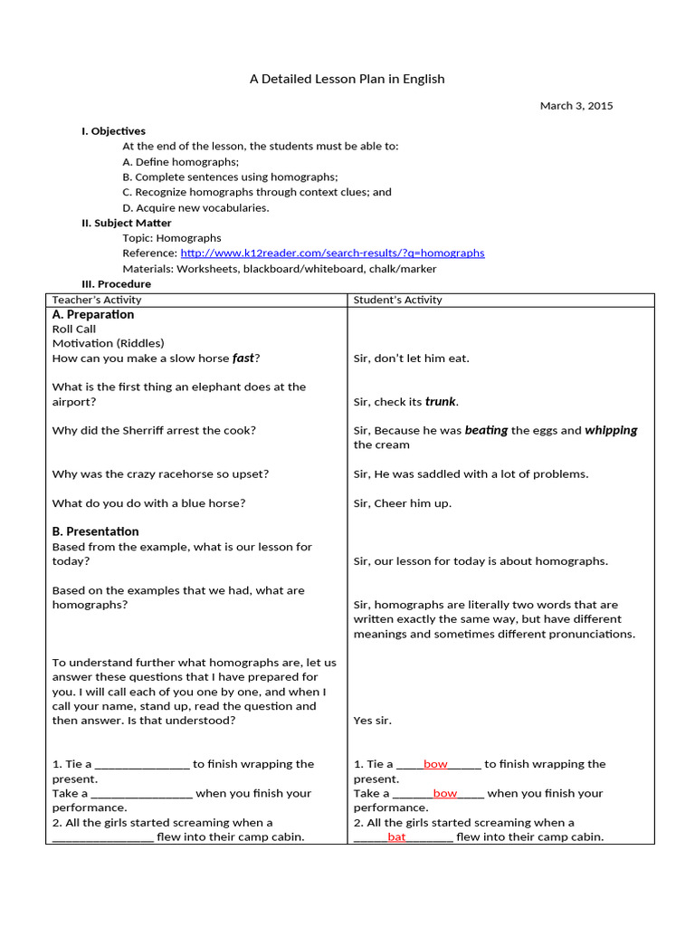 A Detailed Lesson in English HOMOGRAPHS | PDF | Rock (Geology)
