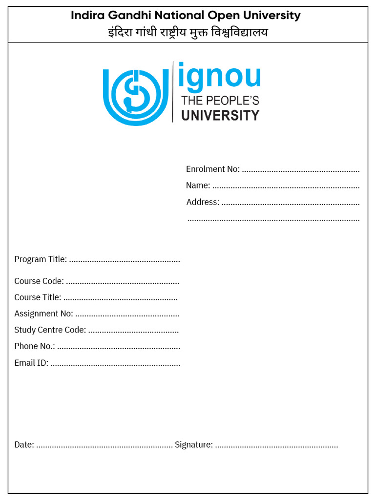 IGNOU BCOM Assignment Submission | PDF