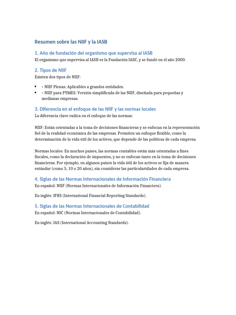Resumen NIIF IASB | PDF