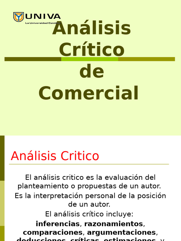 Análisis Crítico Comercial | PDF | Pensamiento | Pensamiento crítico