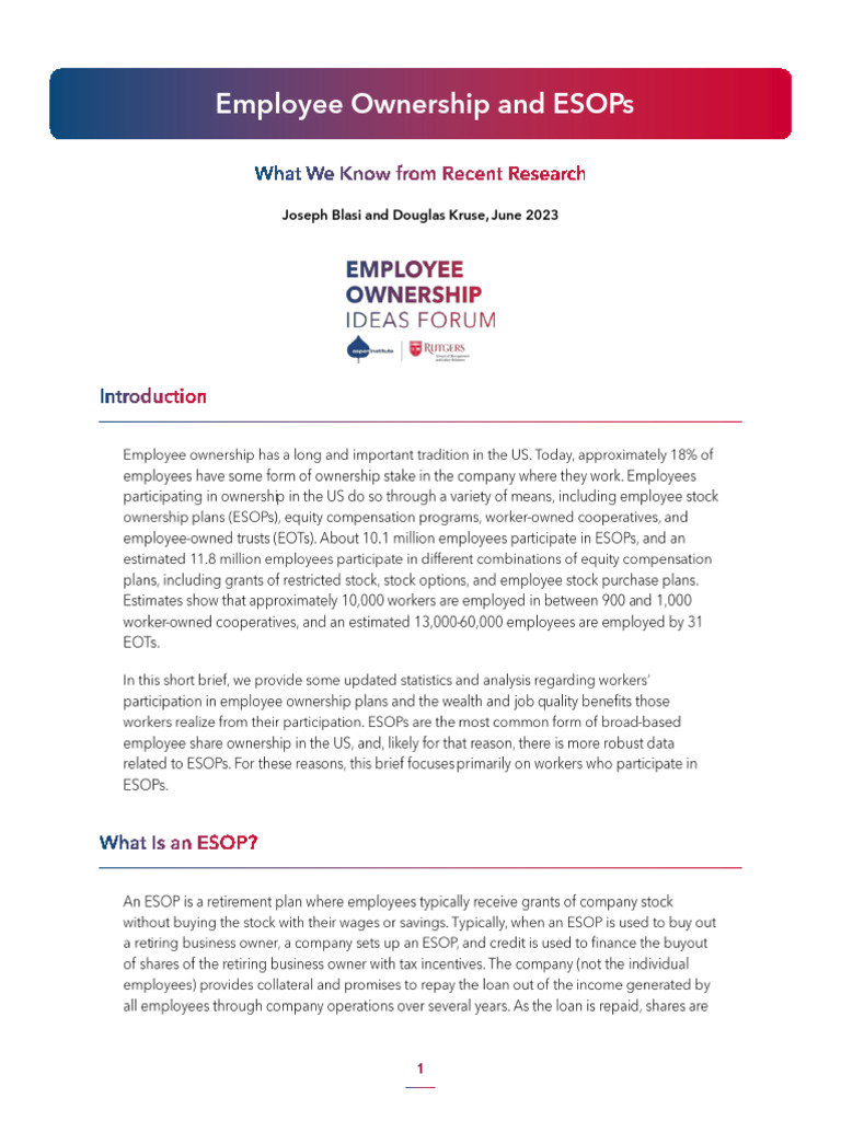 ENGLISH ESOPs - What-We-Know-from-Recent-Research | PDF