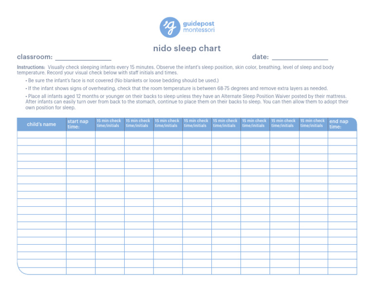 Nido Infant Sleep Monitoring Chart | PDF