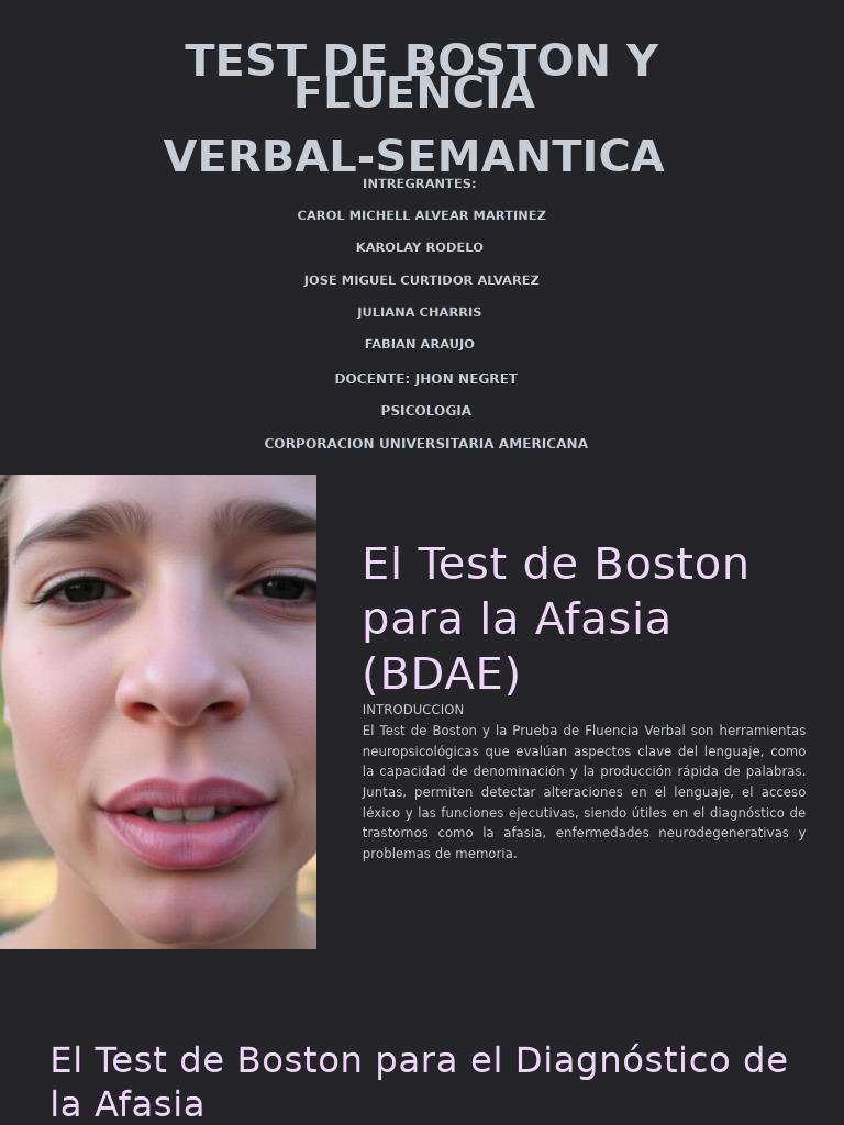 Test de Boston y Fluencia Verbal | PDF | Afasia | Neuropsicología