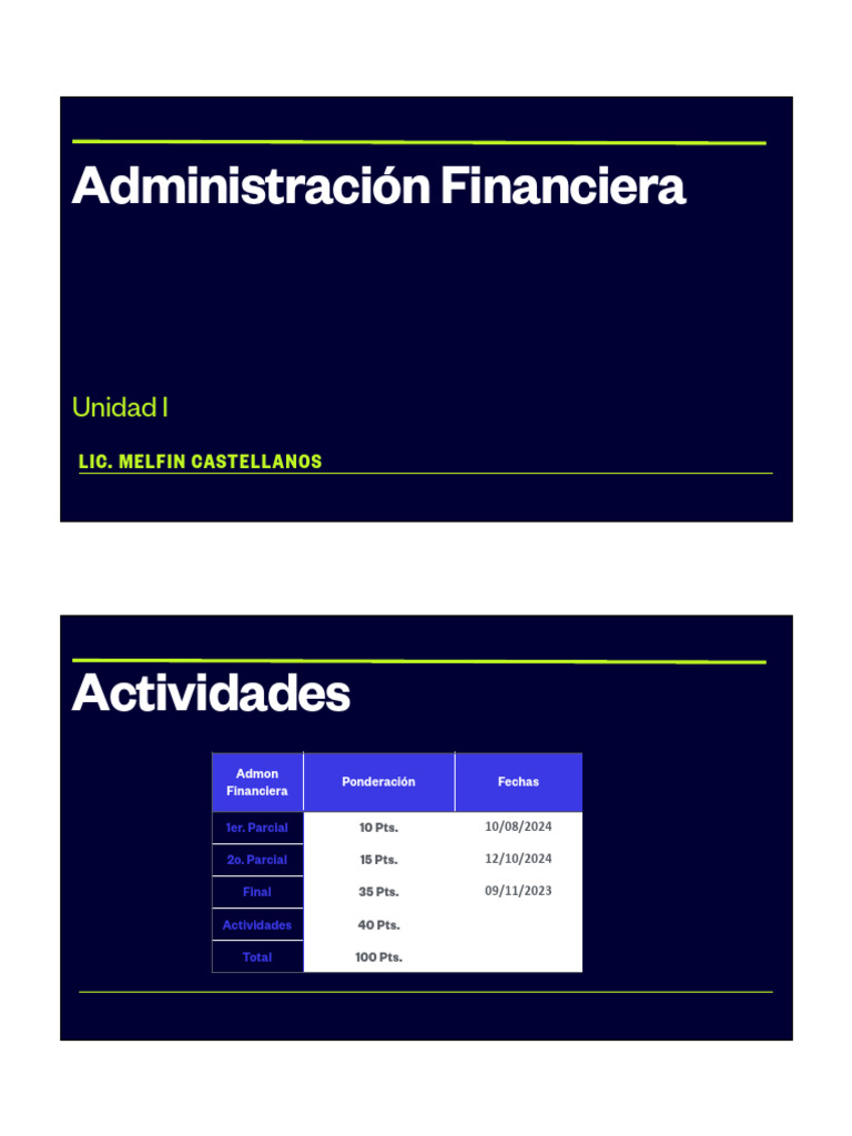 Unidad I 01 Admon. Financiera | PDF | Ciencias económicas | Corporaciones