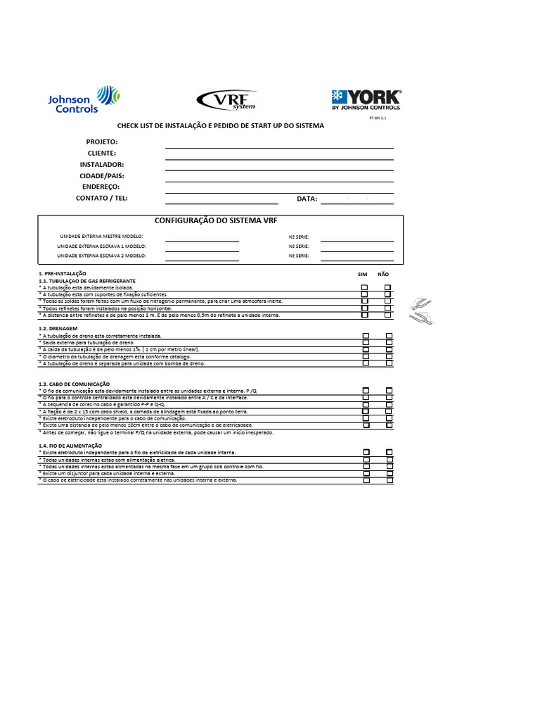 Checklist de Instalação de Sistema VRF | PDF | Gases