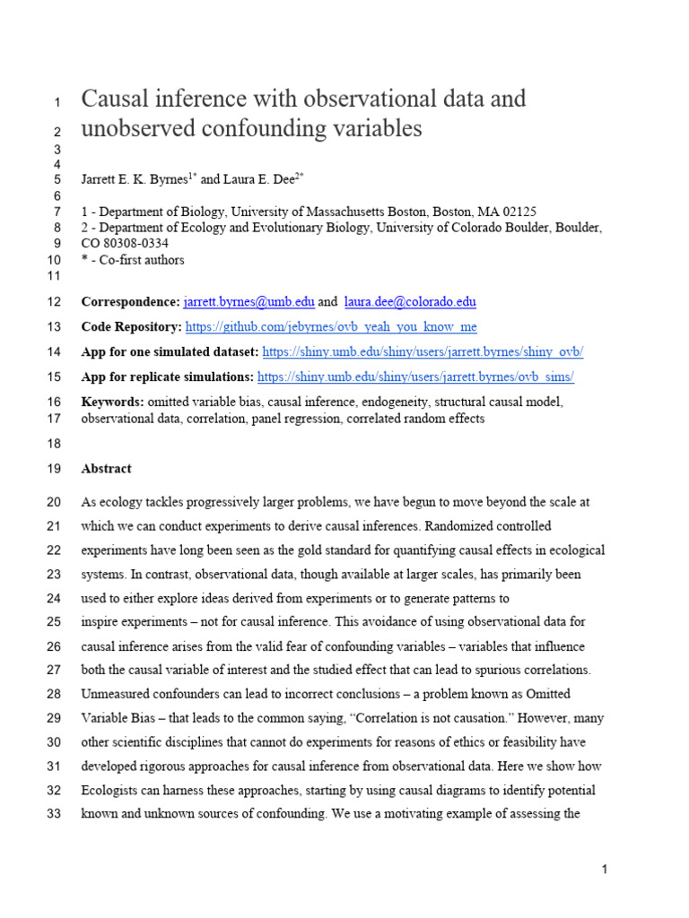 Causal Inference With Observational Data and Unobs | PDF | Confounding | Causality