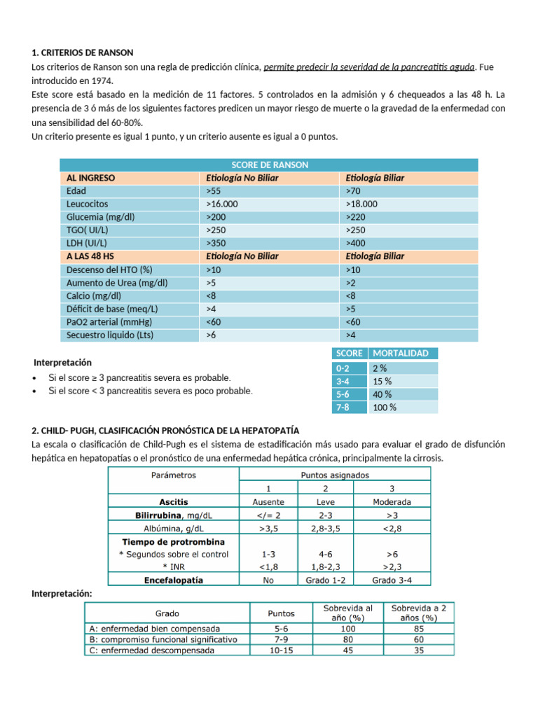 Criterios de Ranson y Medición de PIA | PDF | Enfermedades digestivas ...