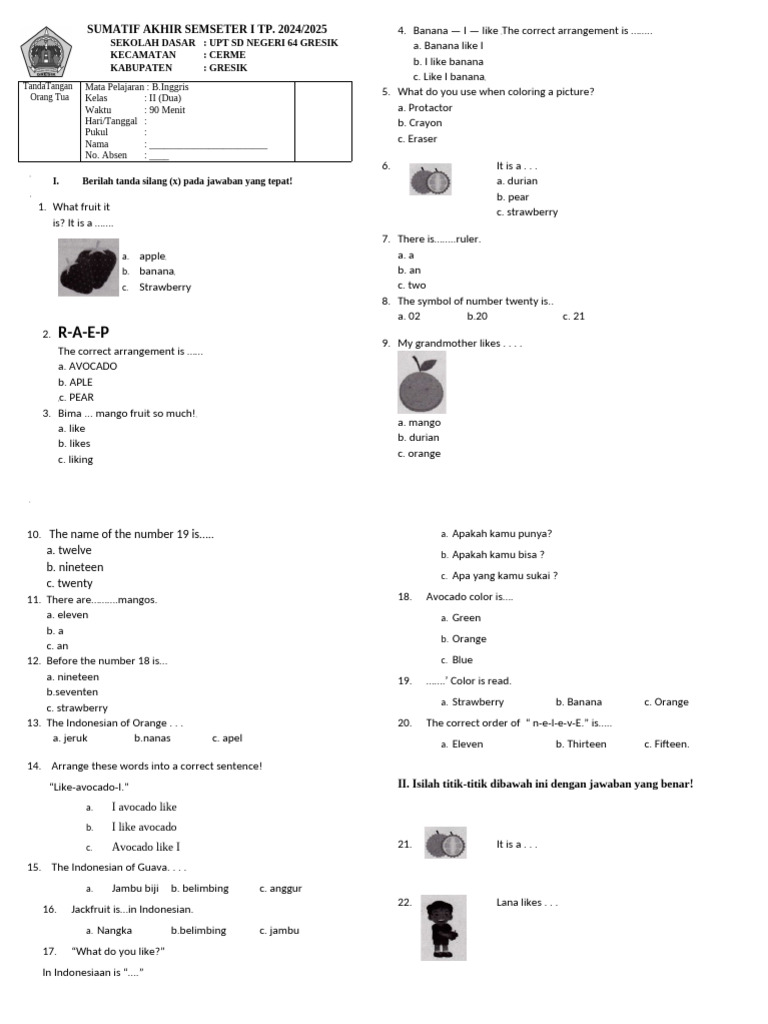 MASTER SOAL Bahasa Inggris | PDF | Indonesian Language | Trees