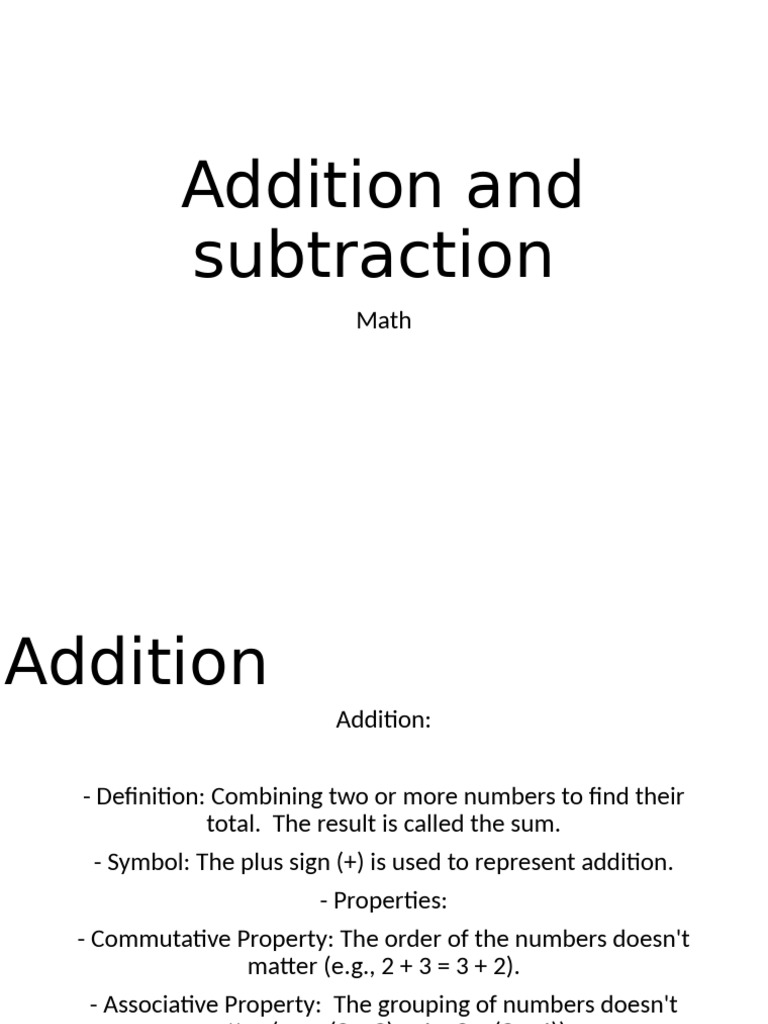 Addition and Subtraction | PDF | Subtraction | Abstract Algebra