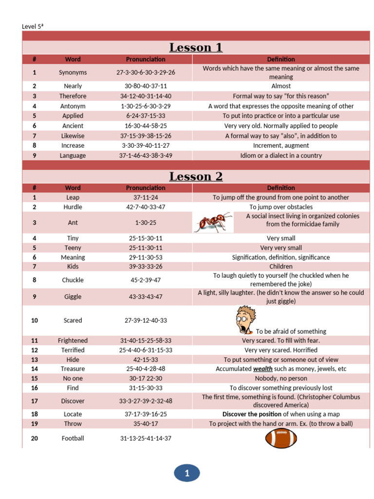 Vocabulary Level 5A | PDF | Foods