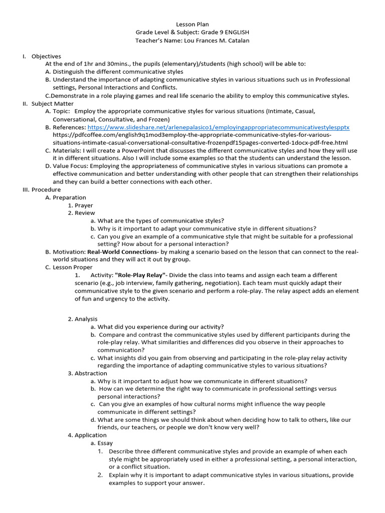 CATALAN-EDPRINT330_LESSONPLAN | PDF | Evaluation | Communication