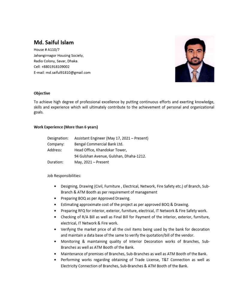Resume of Md. Saiful Islam | PDF