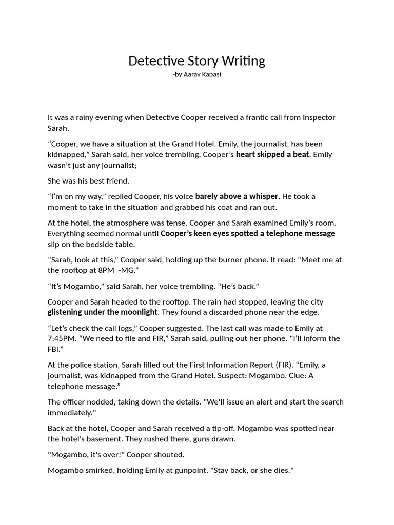 Detective Story Writing | PDF