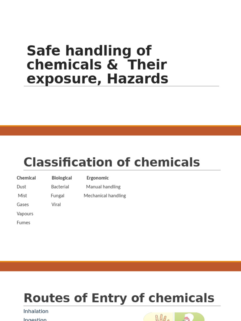 Safe Handling of Chemicals & Their Hazards | PDF