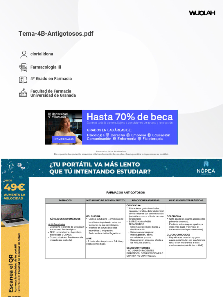 Wuolah Free Tema 4B Antigotosos | PDF | Droga anti-inflamatoria libre de esteroides | Gota