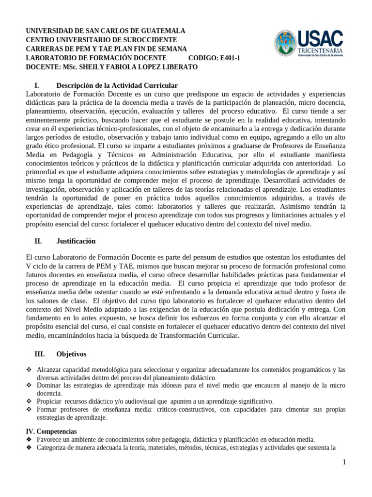 Programa Lab. Form. Docente 2025 | PDF | Enseñando | Maestros