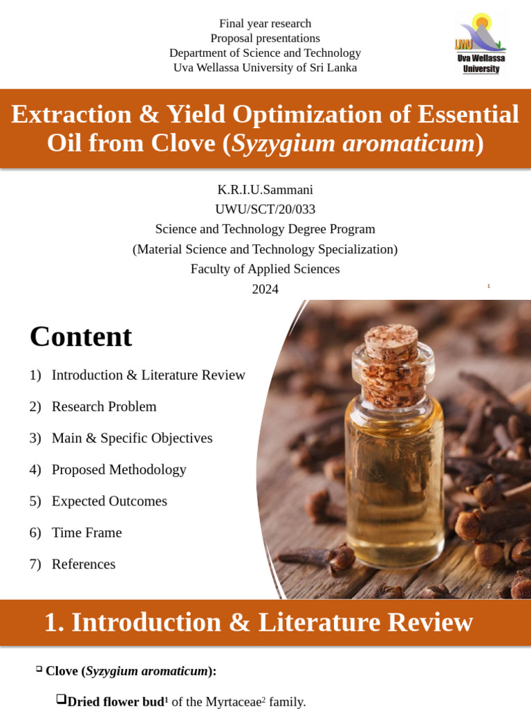 Optimizing Clove Oil Extraction Methods | PDF | Essential Oil | Clove