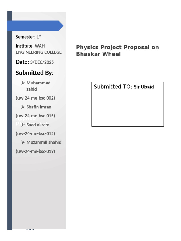 physics project proposal,,, | PDF | Physics | Thought