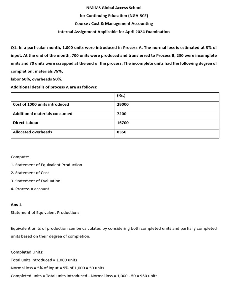 Cost & Management Accounting Assignment | PDF | Management Accounting ...