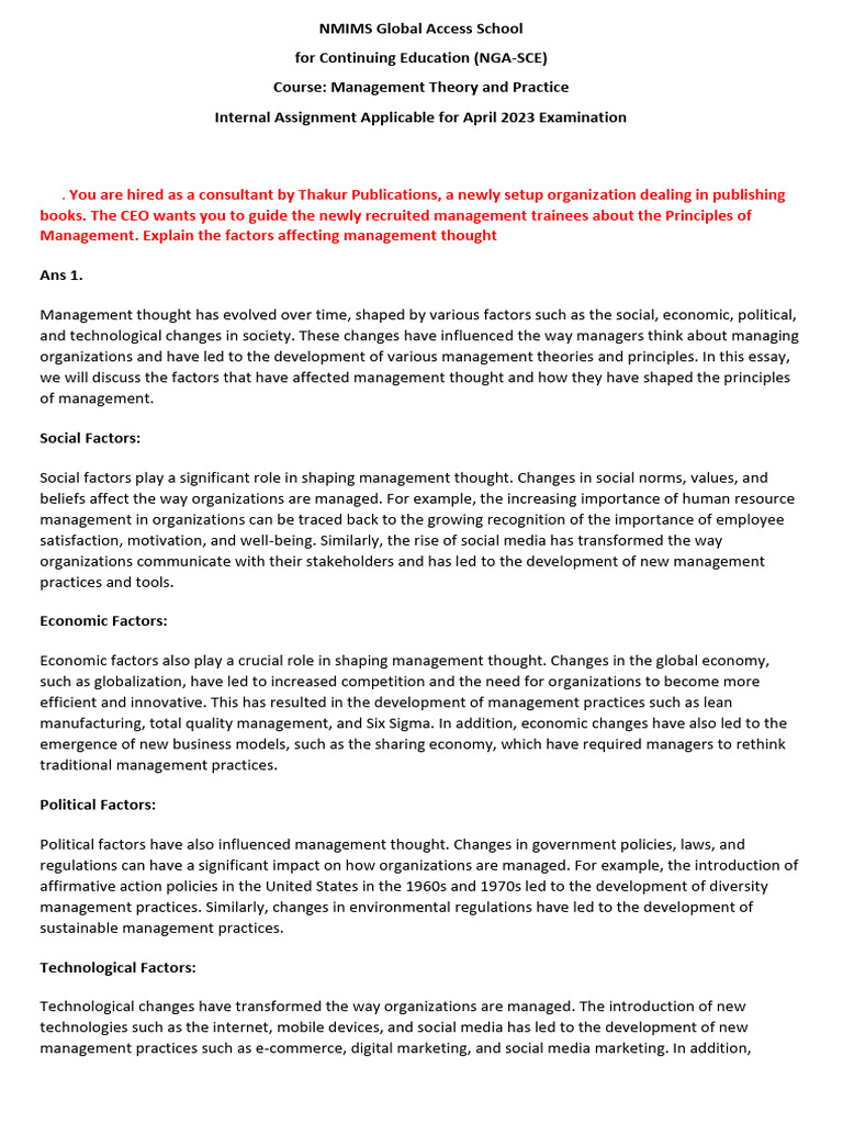 Management Theory And Practice Pdf Profession Mediation